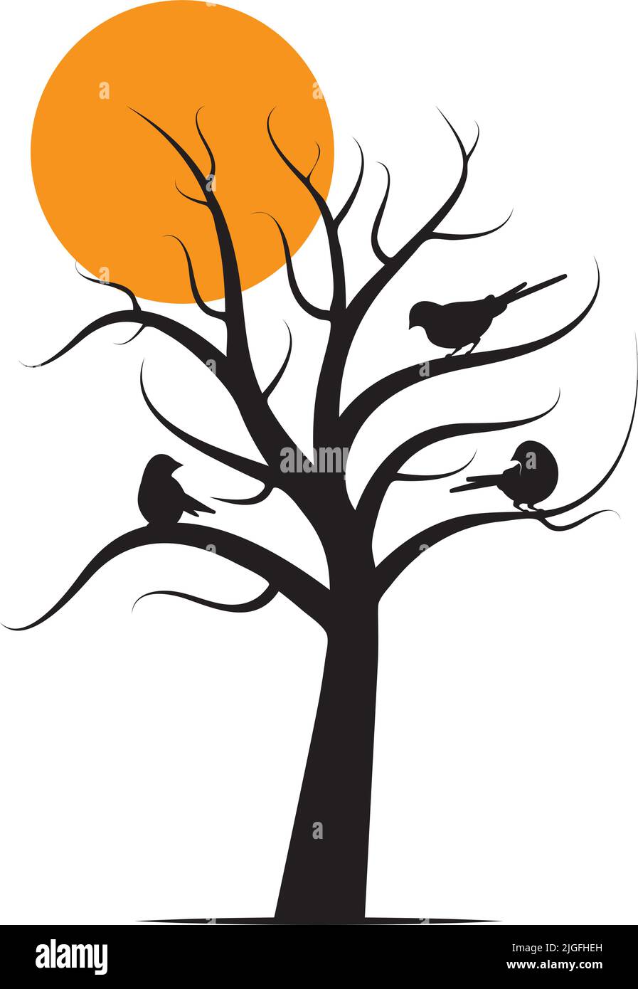 Birds on tree vector. Wall decals, Wall Decor, Tree illustration, Birds ...