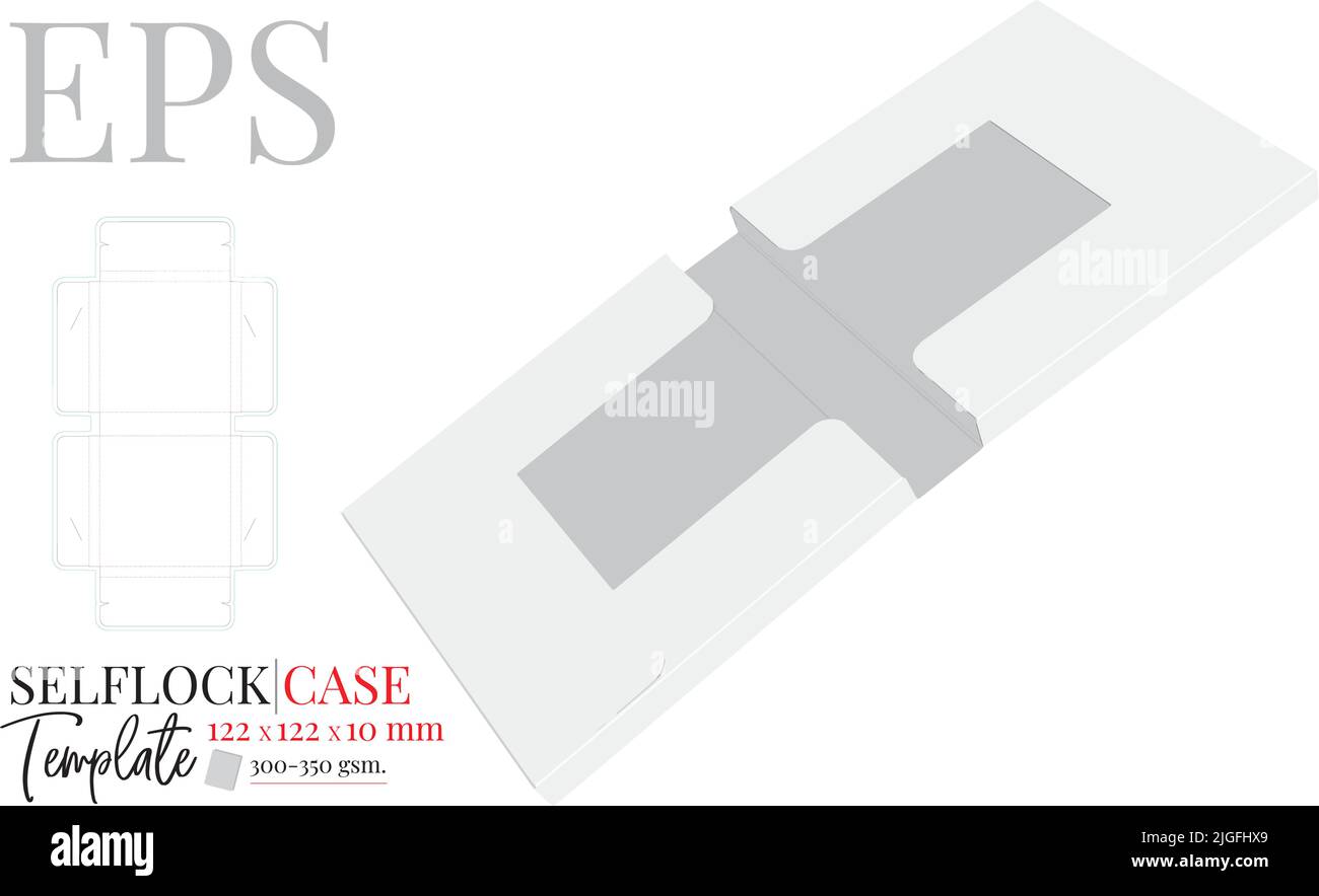 Self-lock case, die cut template, vector. Selflock case mock up ...