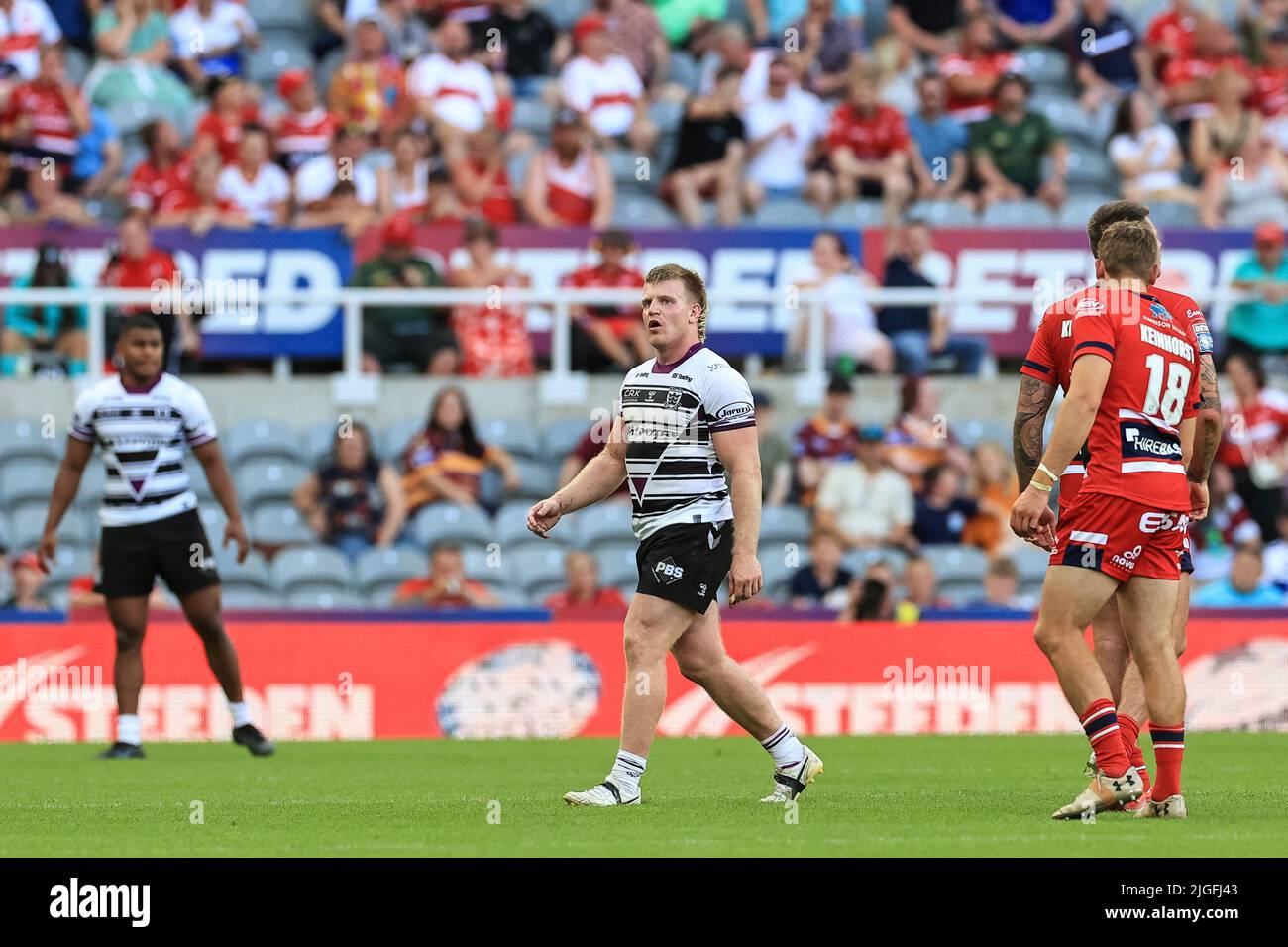 Newcastle, UK. 10th July, 2022. Brad Fash #17 of Hull FC walks to the ...