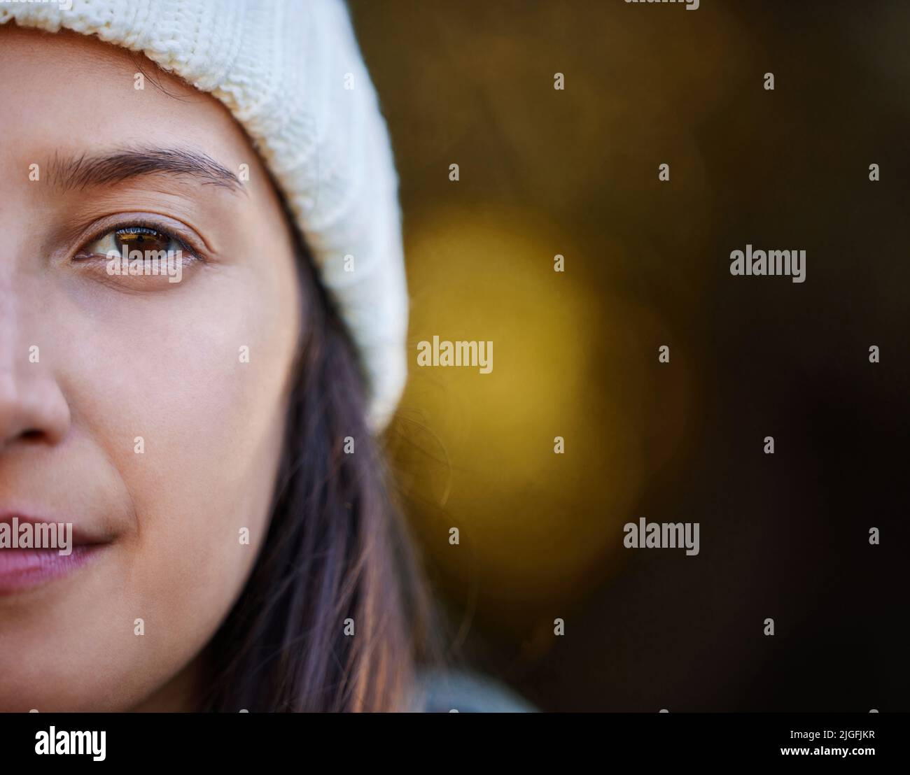 The eye tells stories the mouth never will. an attractive young woman ...