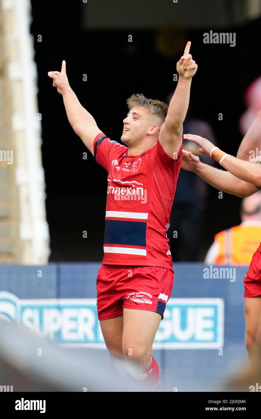 Hull KR #20 Mikey Lewis celebrates scoring a try Stock Photo - Alamy