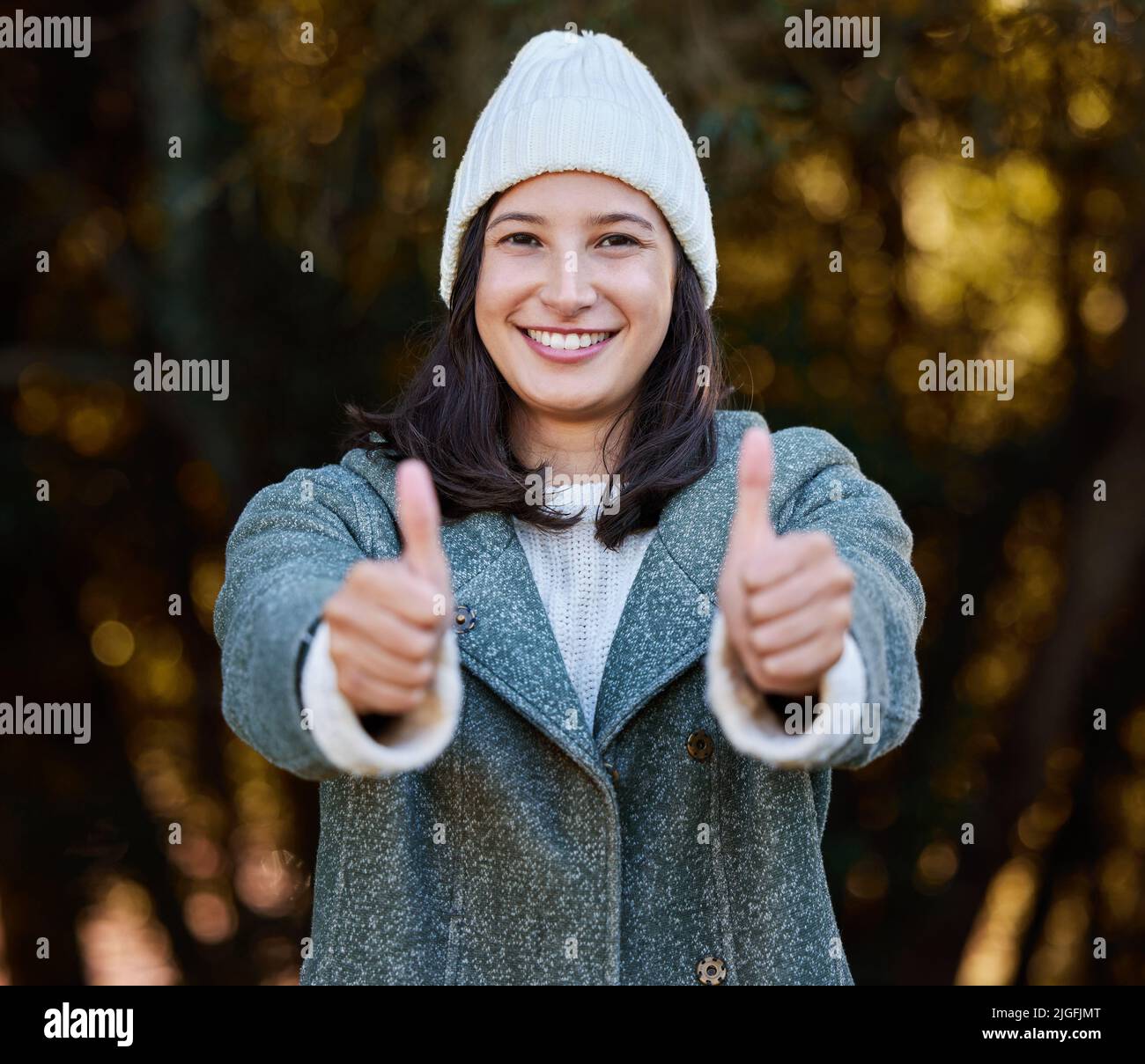 Im ready for the winter season. an attractive young woman standing ...
