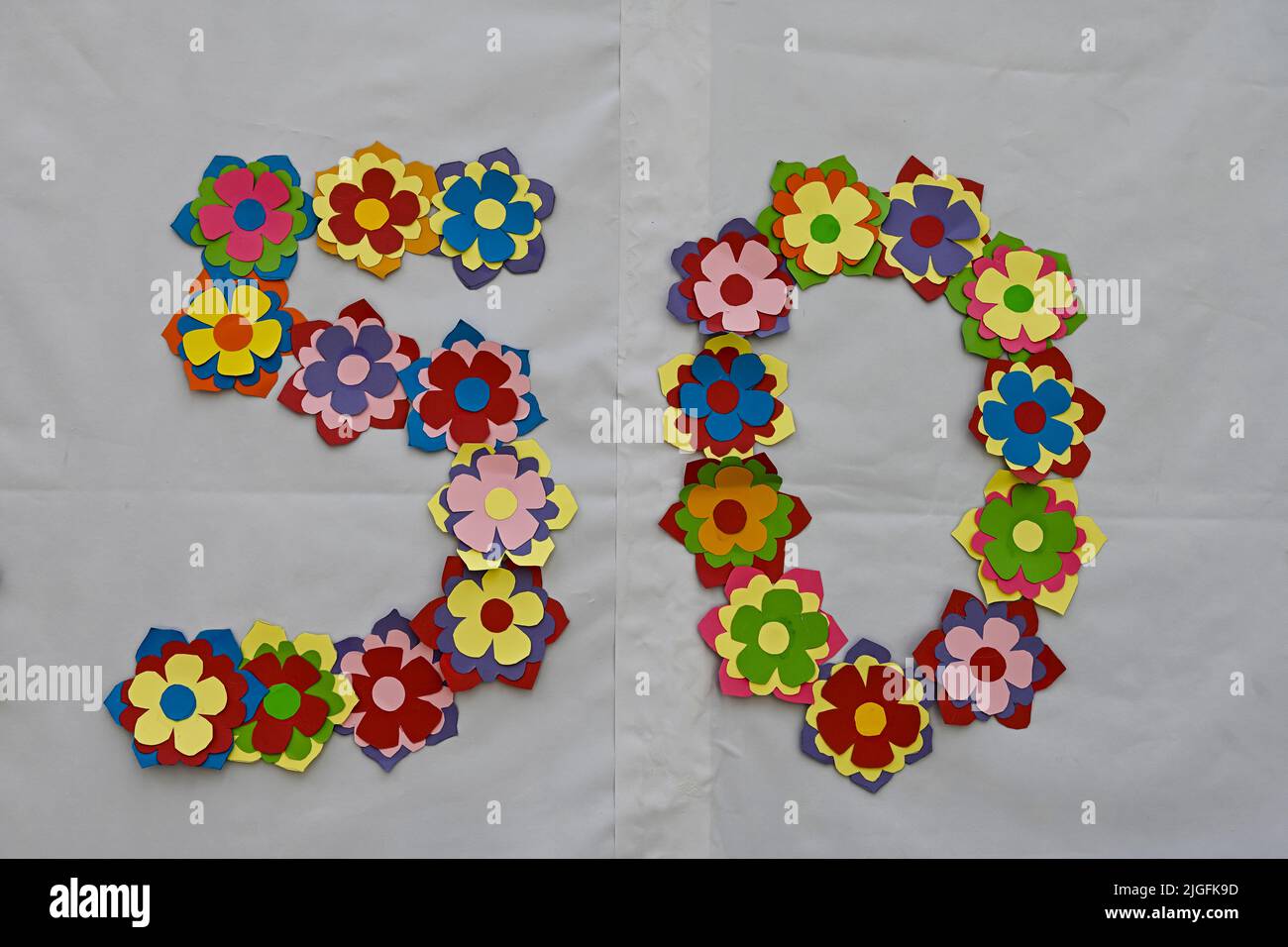 A number fifty 50, from flowers on a white background Stock Photo - Alamy