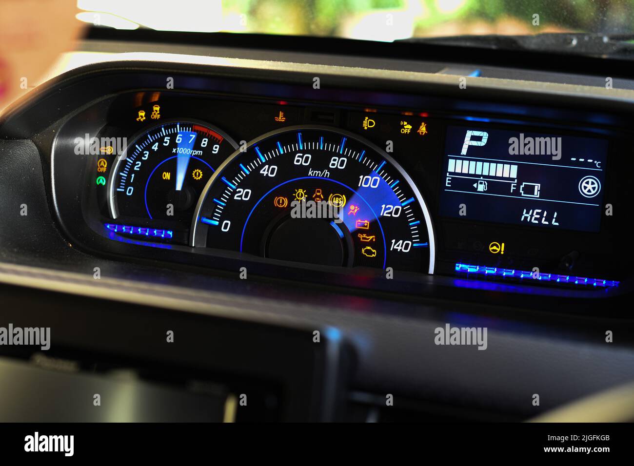 Speedometer of an electric car shows how fast it is Stock Photo - Alamy