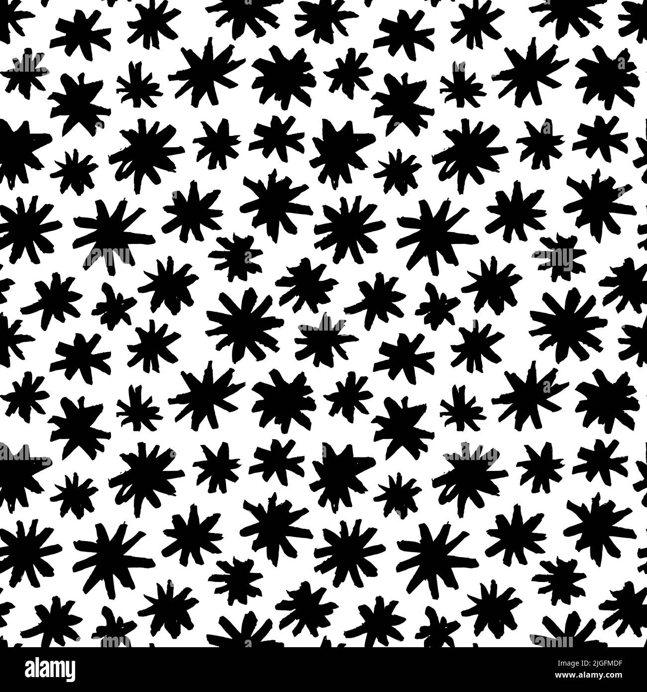 Hand drawn black snowflake vector seamless pattern Stock Vector Image ...