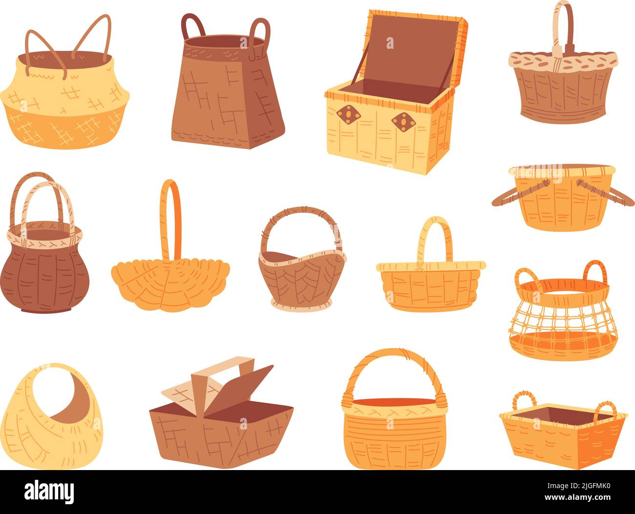 Wicker hampers picnic baskets Stock Vector Images - Alamy