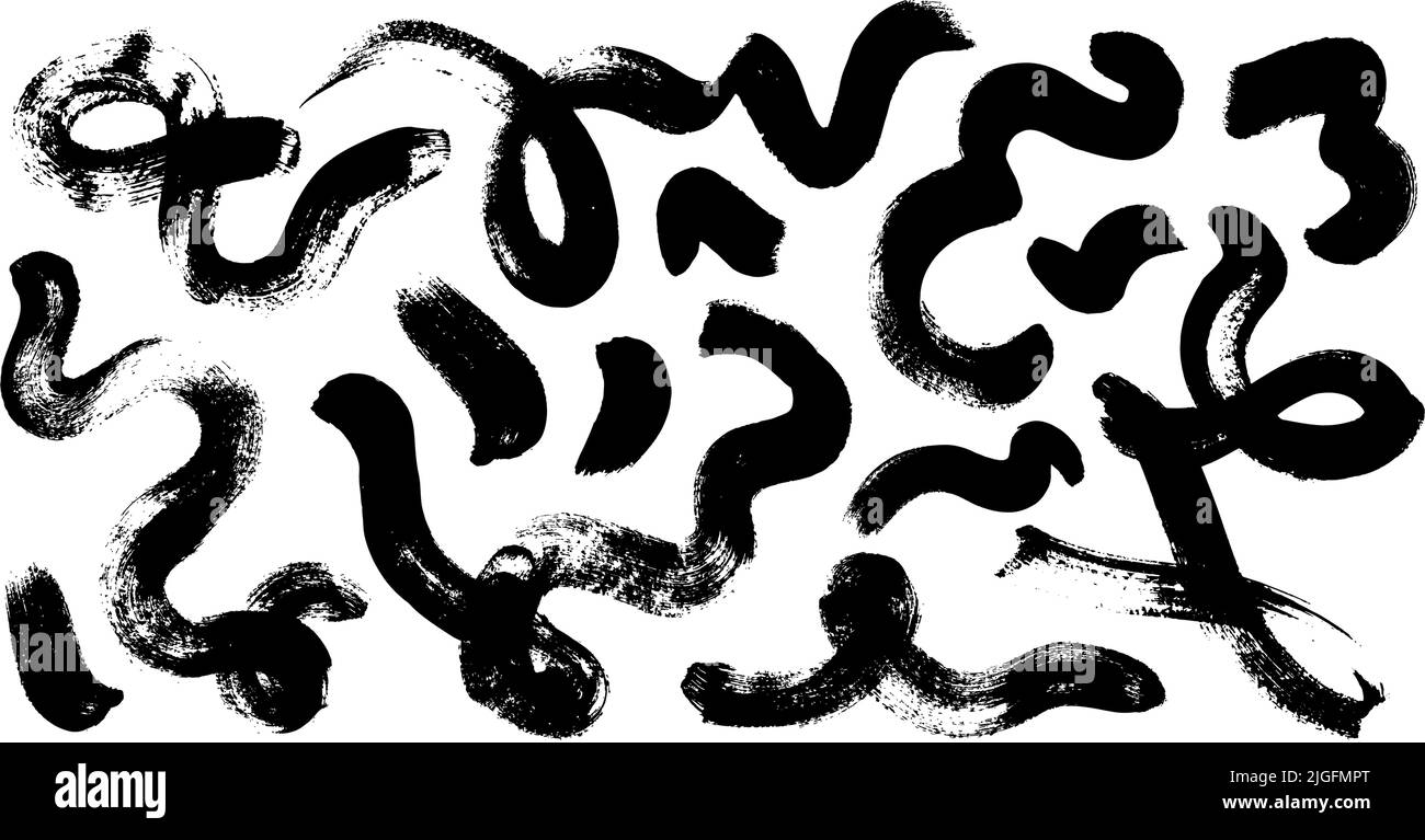Black paint curved brush strokes vector collection Stock Vector Image ...