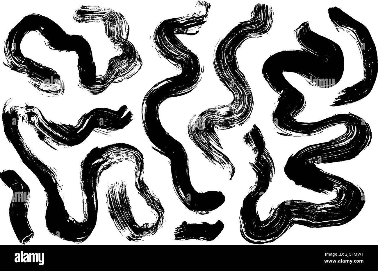Black paint curved brush strokes vector collection Stock Vector Image ...