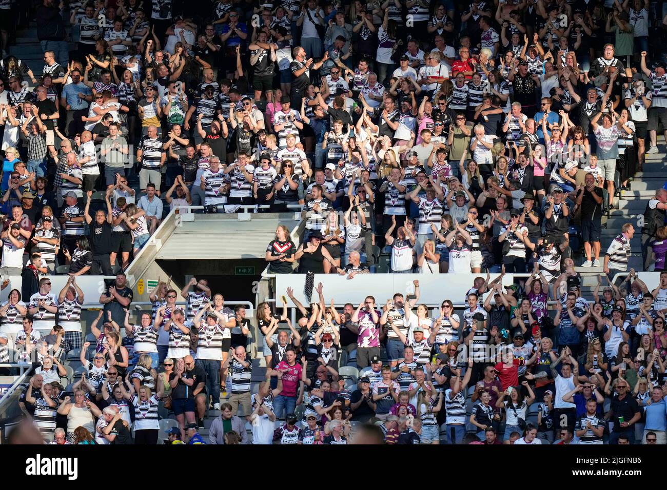 Hull FC fans celebrate after their sides win in the Humberside Derby ...
