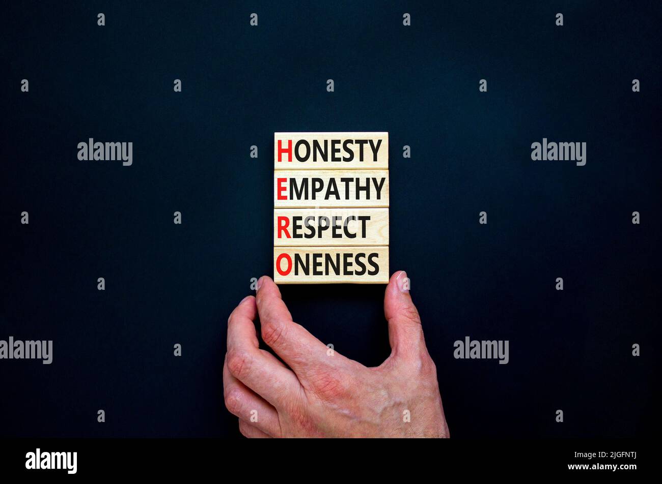 HERO honesty empathy respect oneness symbol. Concept words HERO honesty ...