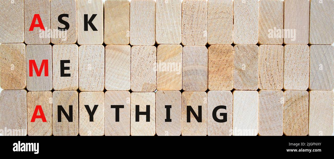AMA ask me anything symbol. Concept words AMA ask me anything on wooden ...