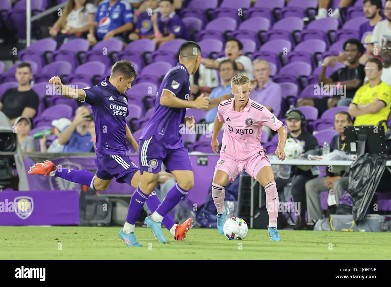 Orlando, FL: Orlando City defender Kyle Smith (24) kicks the ball ...