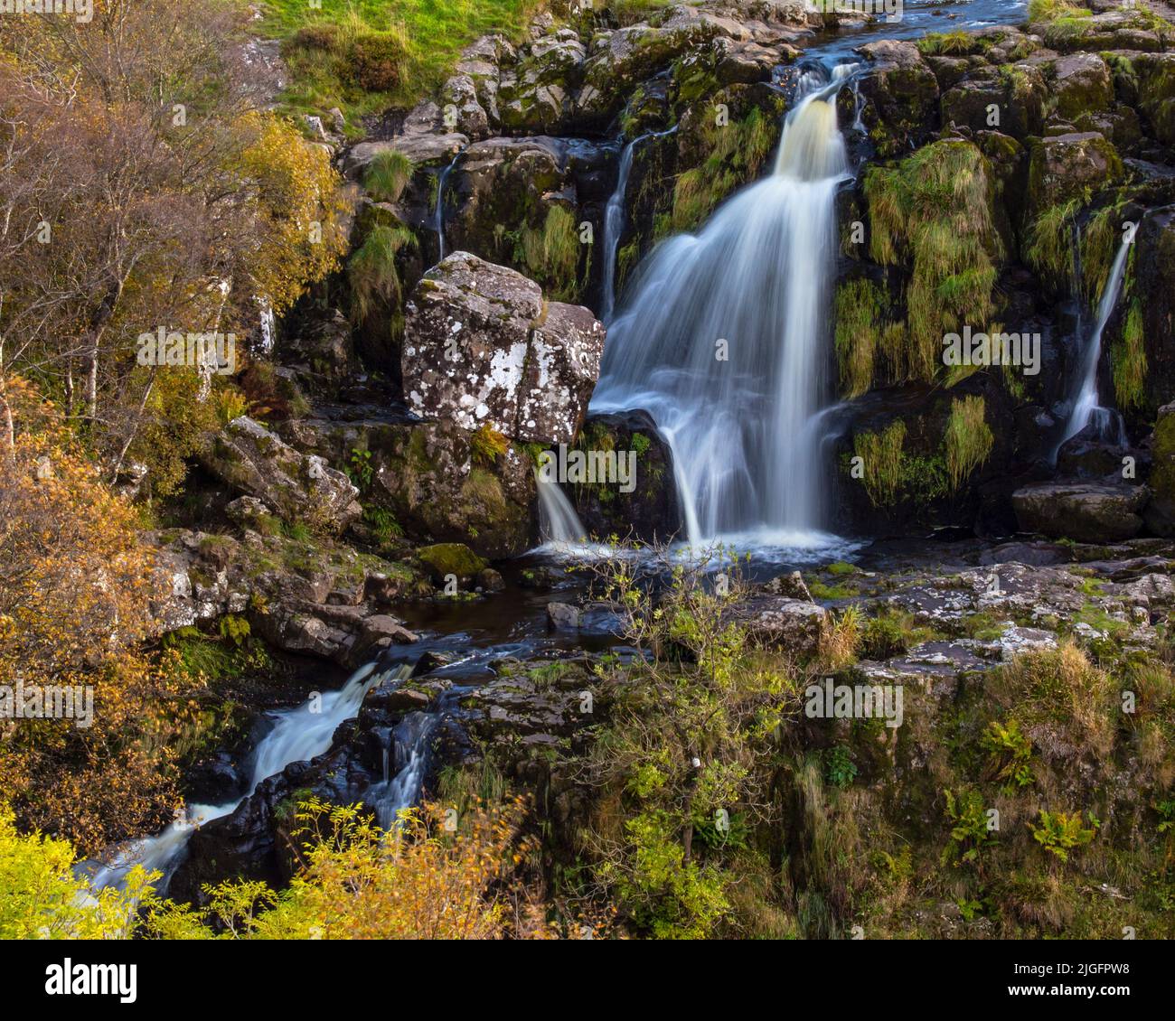A view of the Loup of Fintry waterfall, on the River Endrick in ...