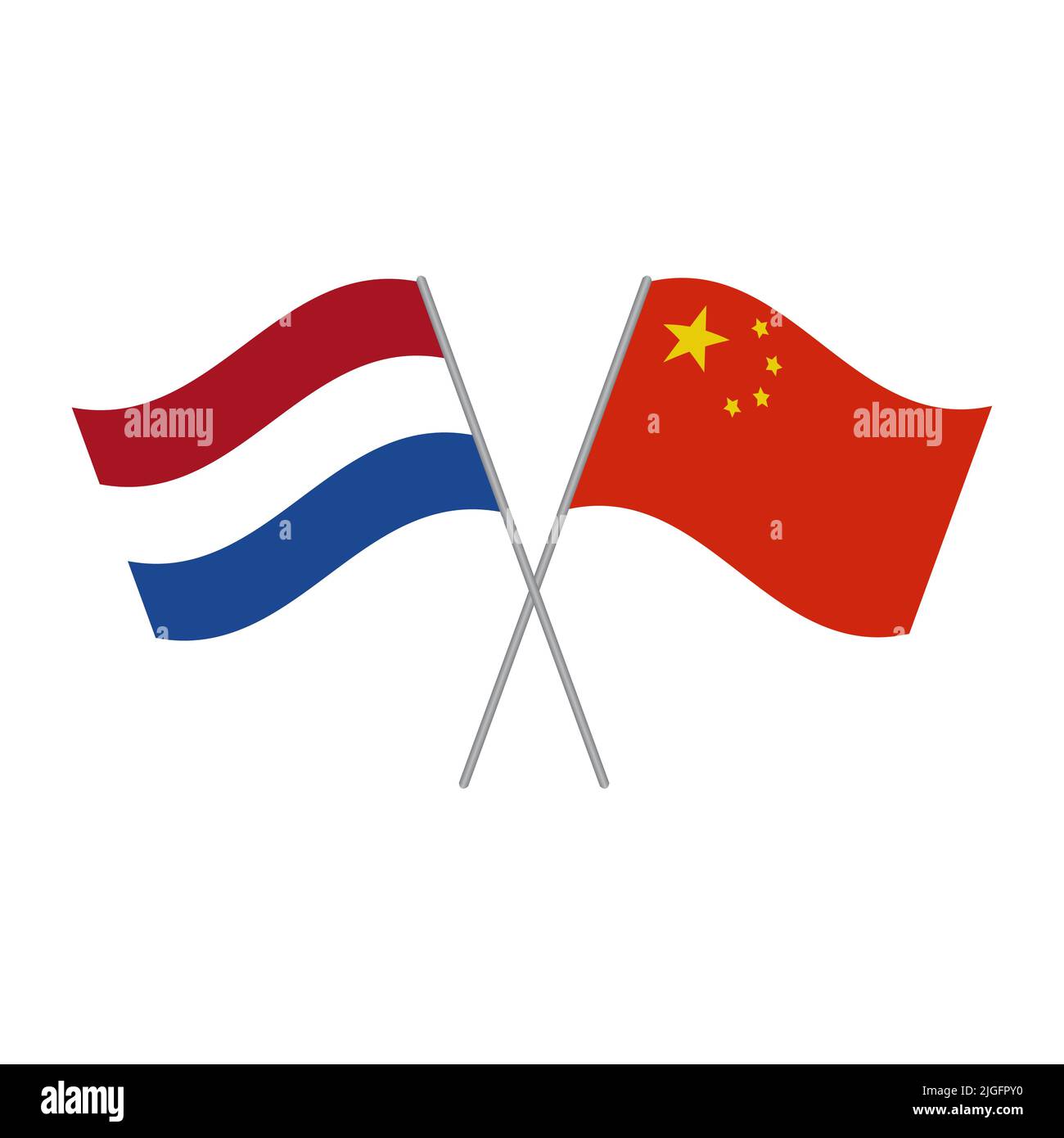 Netherlands and China flags vector isolated on white background Stock ...