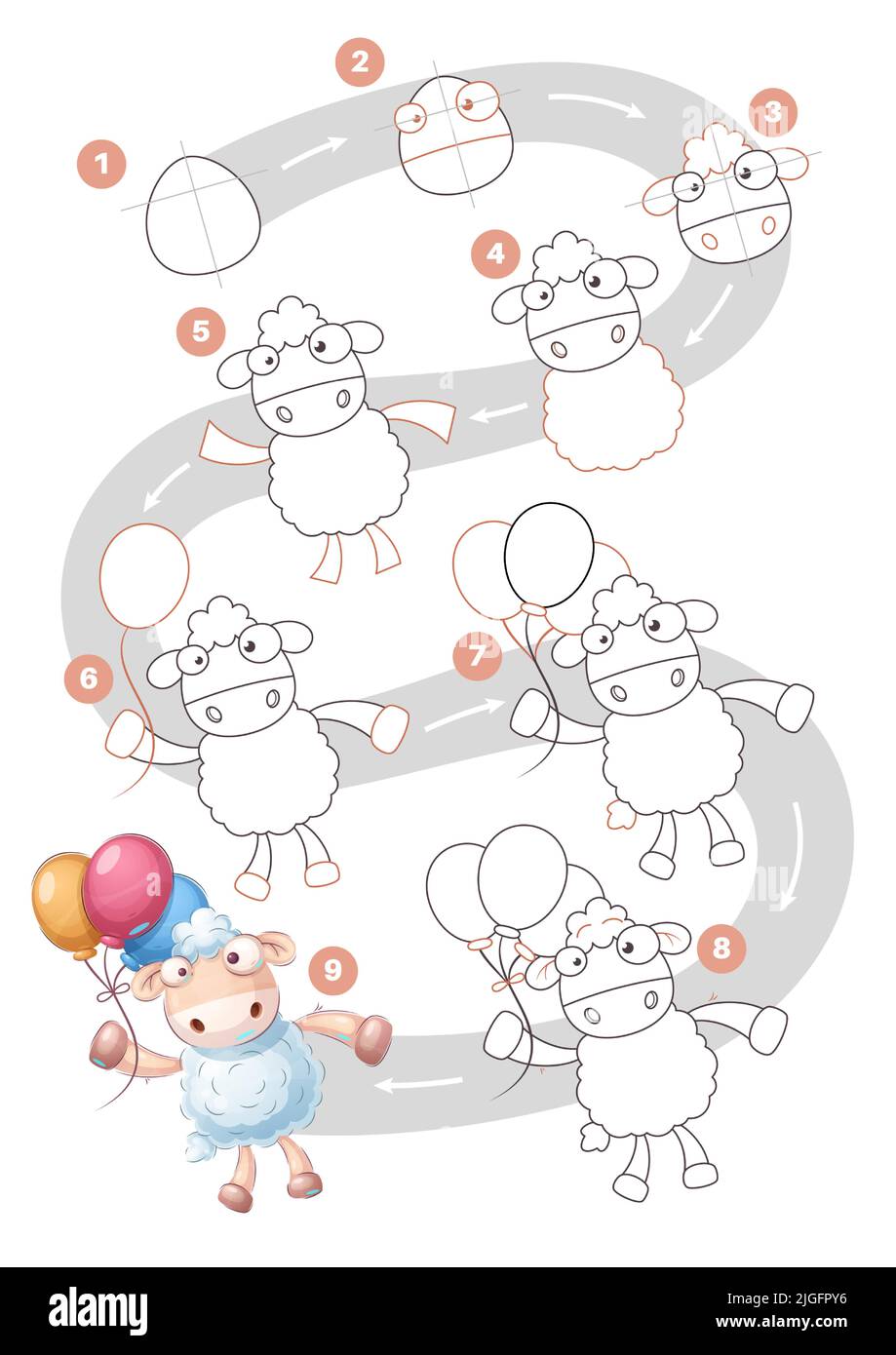 Lamb drawing tutorial Stock Vector Images - Alamy