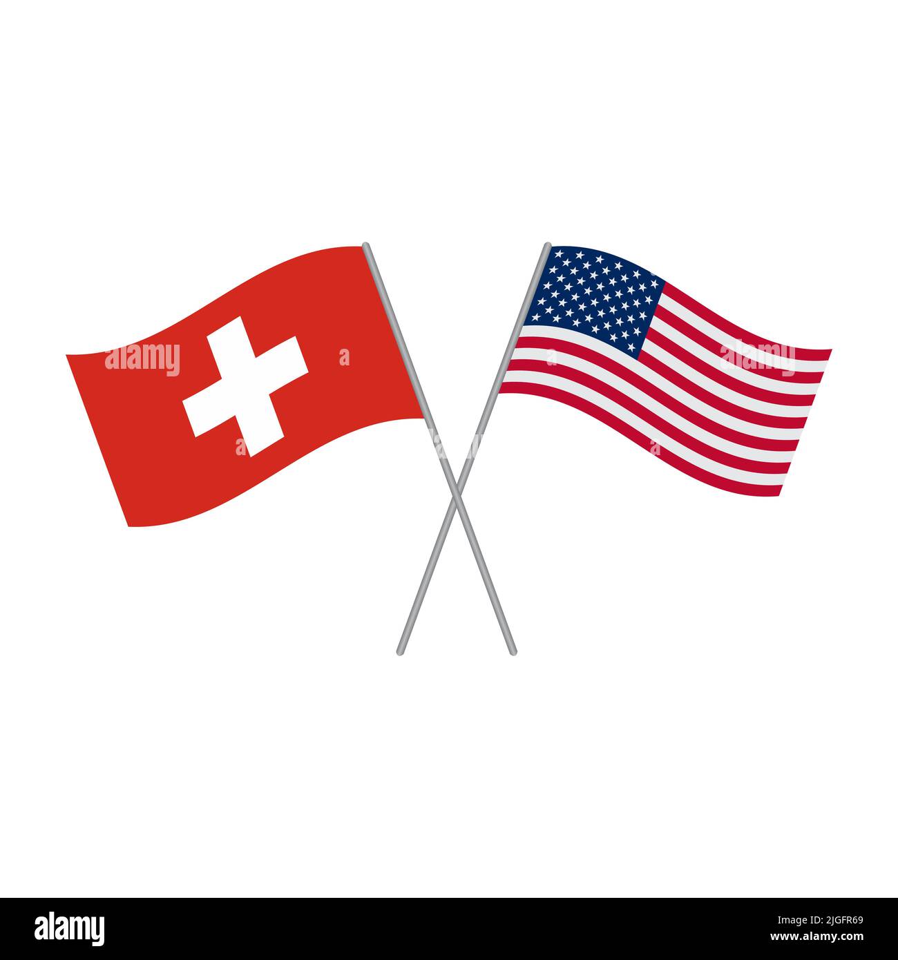 American and Switzerland flags vector isolated on white background ...