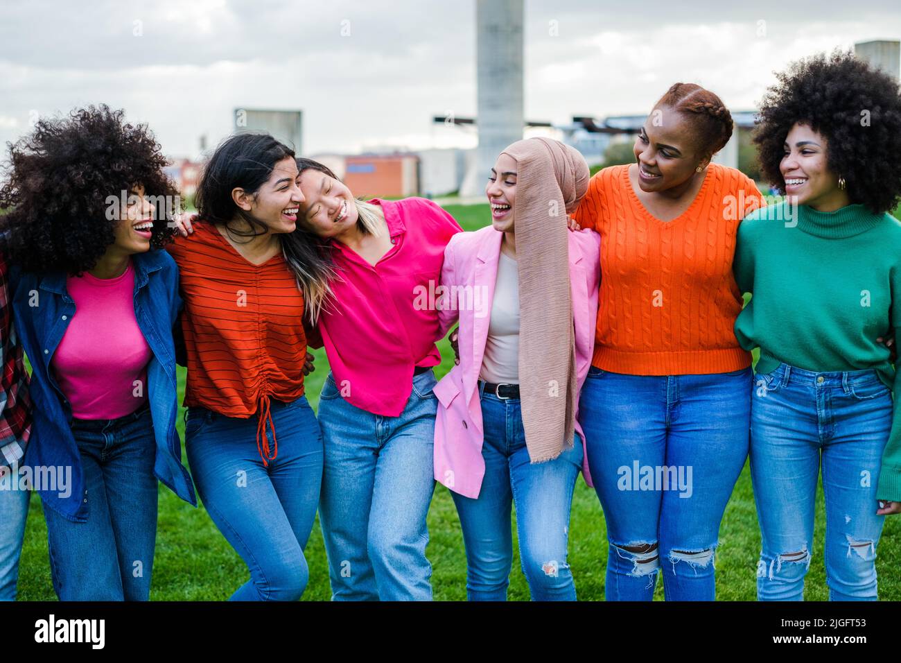 lifestyle photo of a group of women with different ethnic origins and ...