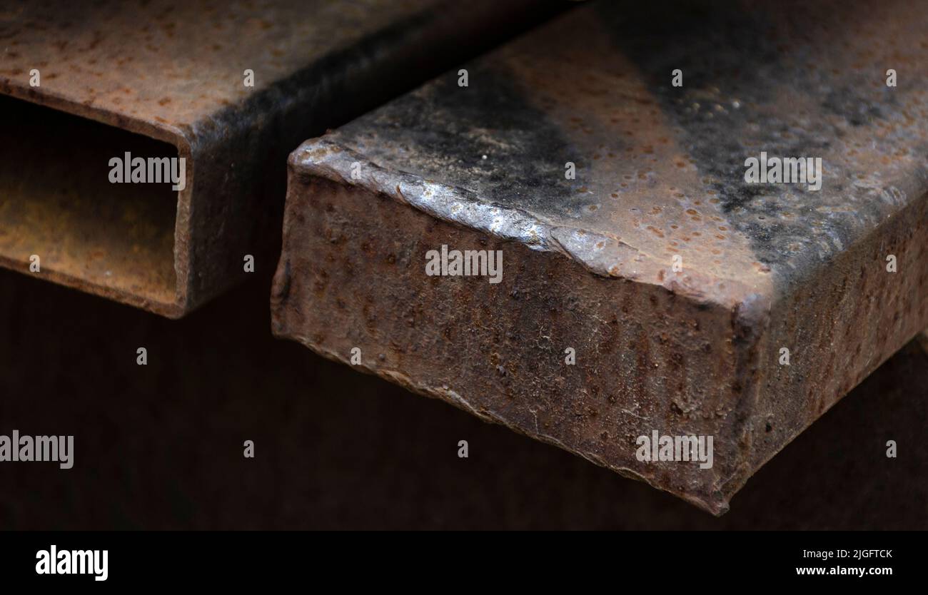 Metal rectangular profile in a stack, metal pipes of rectangular cross ...