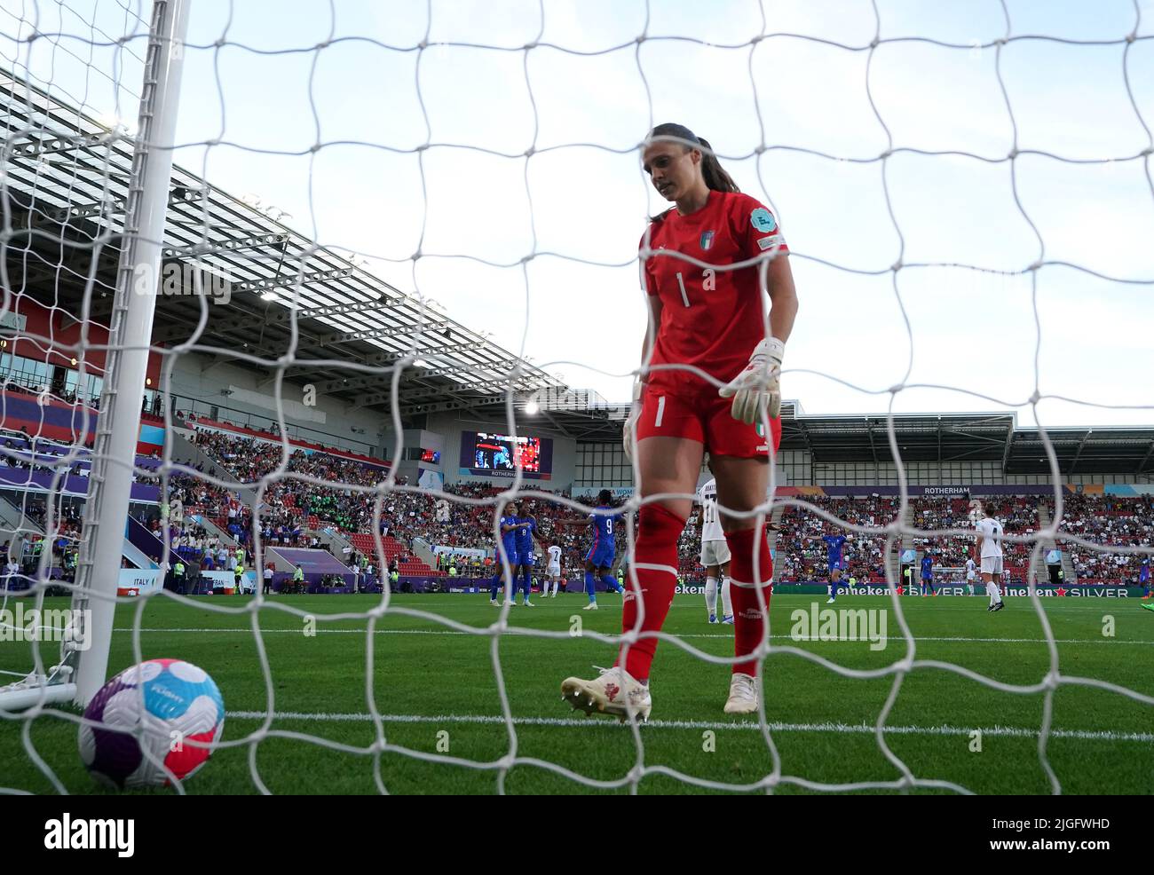 Italy goalkeeper Laura Giuliani is dejected after France's fifth goal ...
