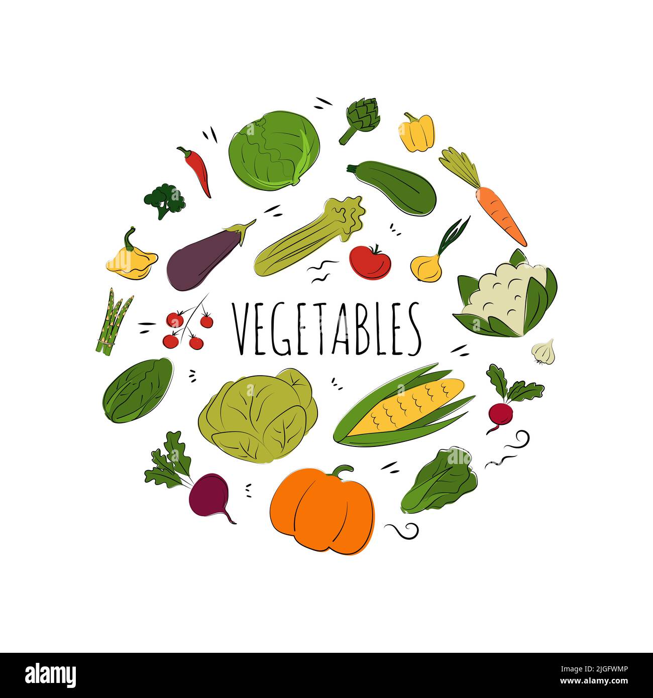 Vegetable set. Vector flat illustration. Vegetarian concept Stock ...