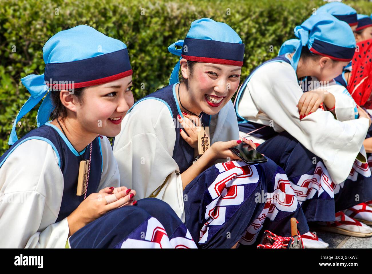 Dancers on break at Yosakoi Matsuri, Harajuku, Tokyo Japan Stock Photo ...