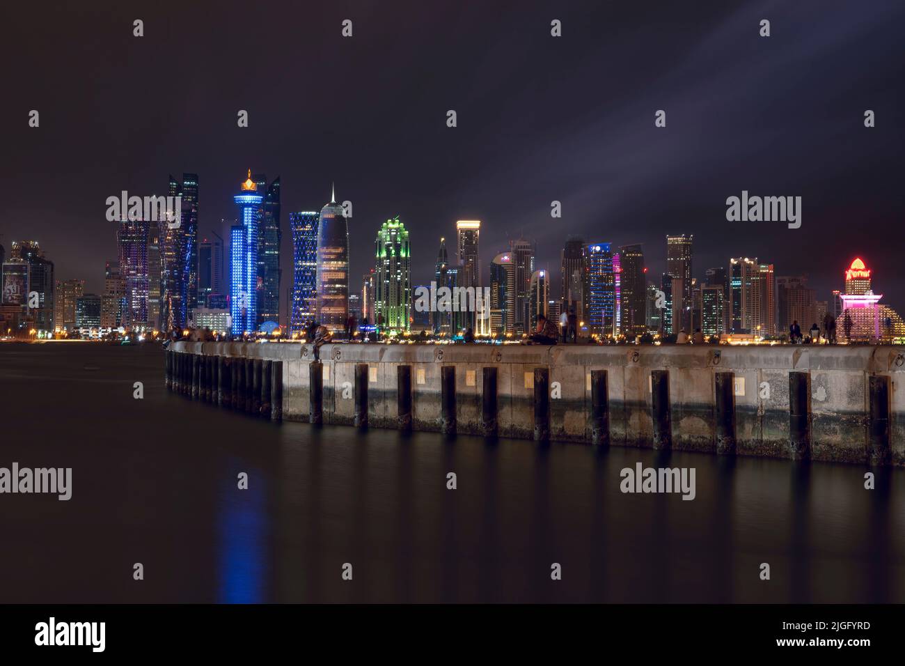 Doha skyline from corniche promenade hi-res stock photography and ...