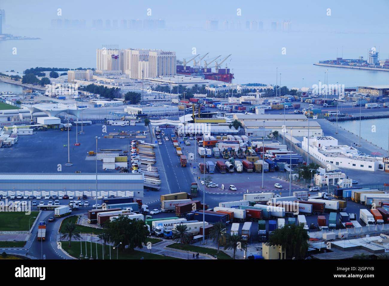 Aerial View of Doha Corniche early morning Stock Photo - Alamy