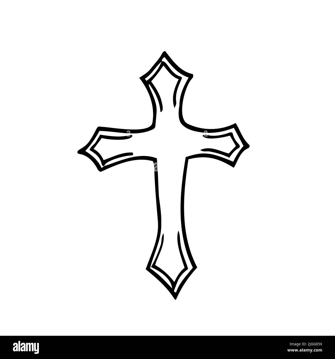 Christian easter cross vector doodle. Isolated vector on white ...