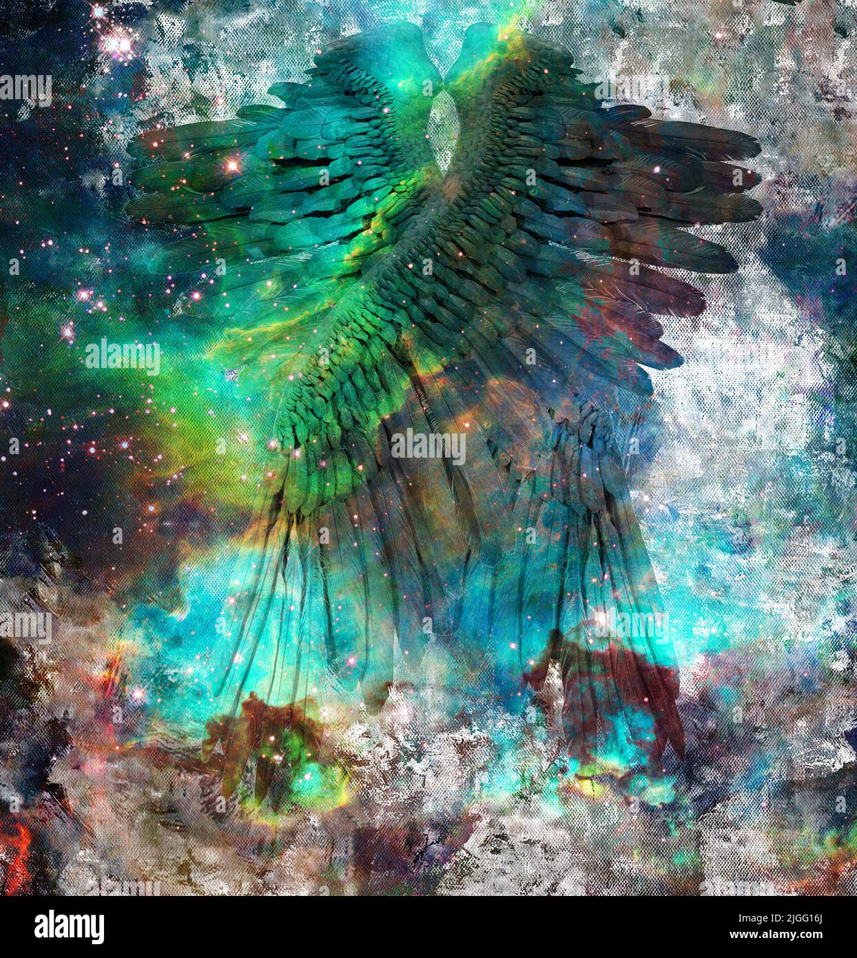 Modern dark art. Angel Wings. 3D rendering Stock Photo - Alamy
