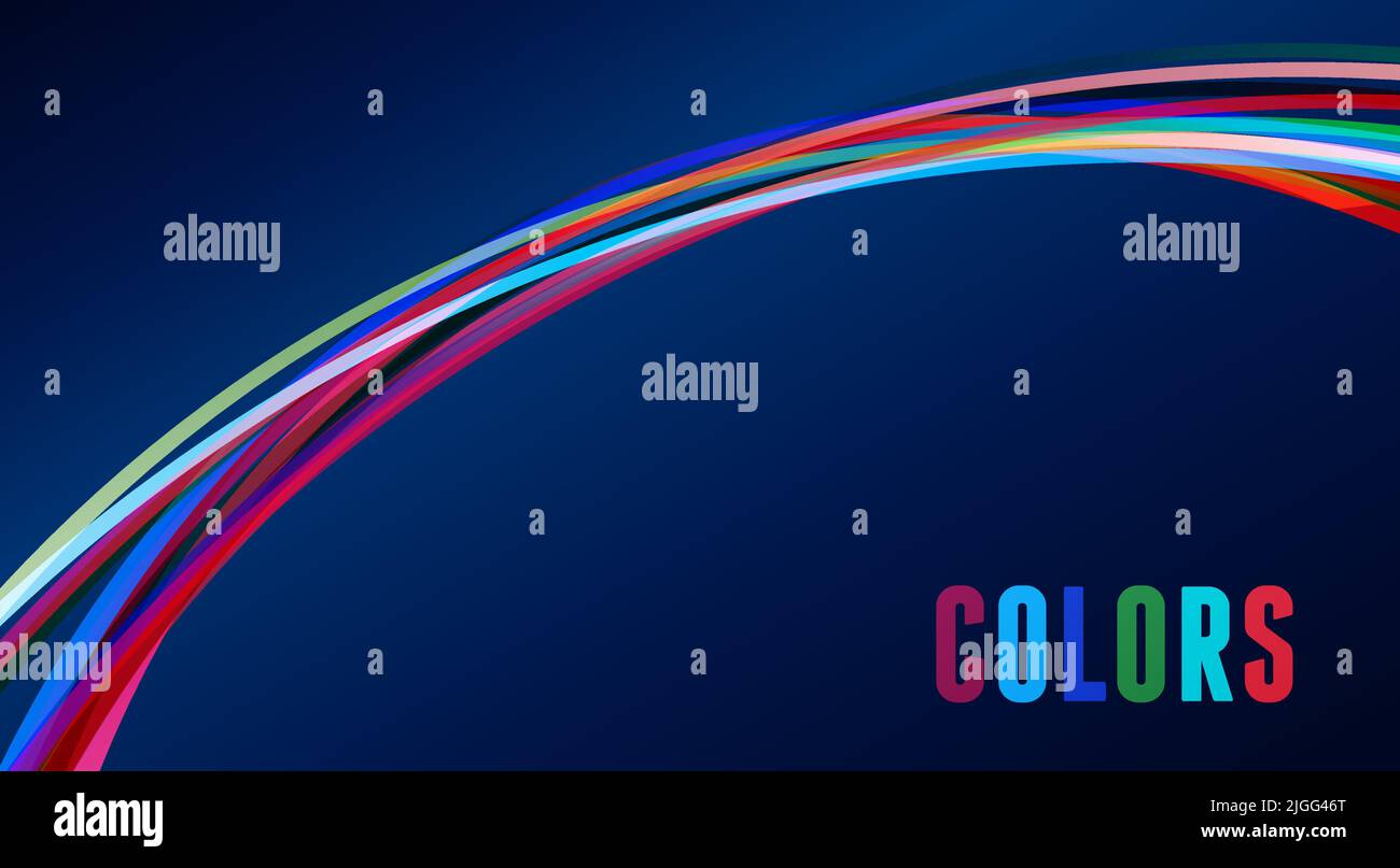 Abstract rainbow arc on a dark blue background. Vector graphic pattern ...