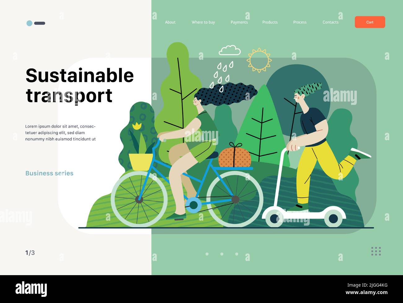 Ecology - Sustainable transport -Modern flat vector concept ...