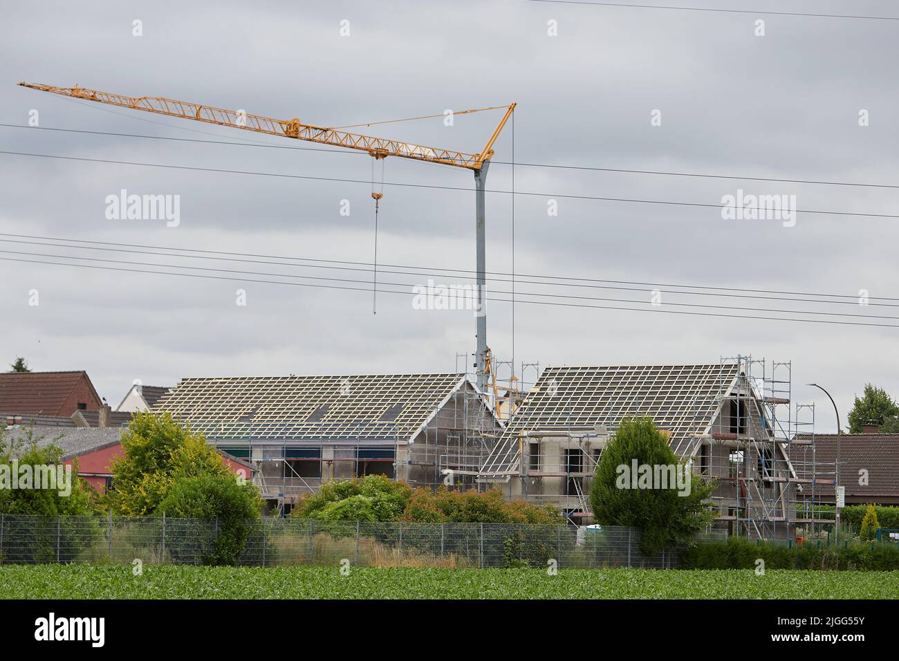 Huerth, NRW, Germany, 10 07 2022, house contriction side with ...