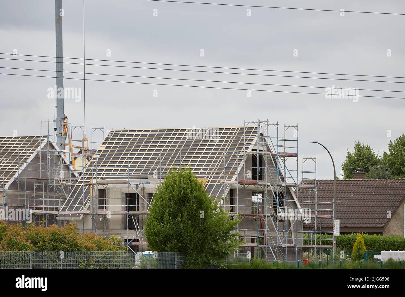 Huerth, NRW, Germany, 10 07 2022, house contriction side with ...
