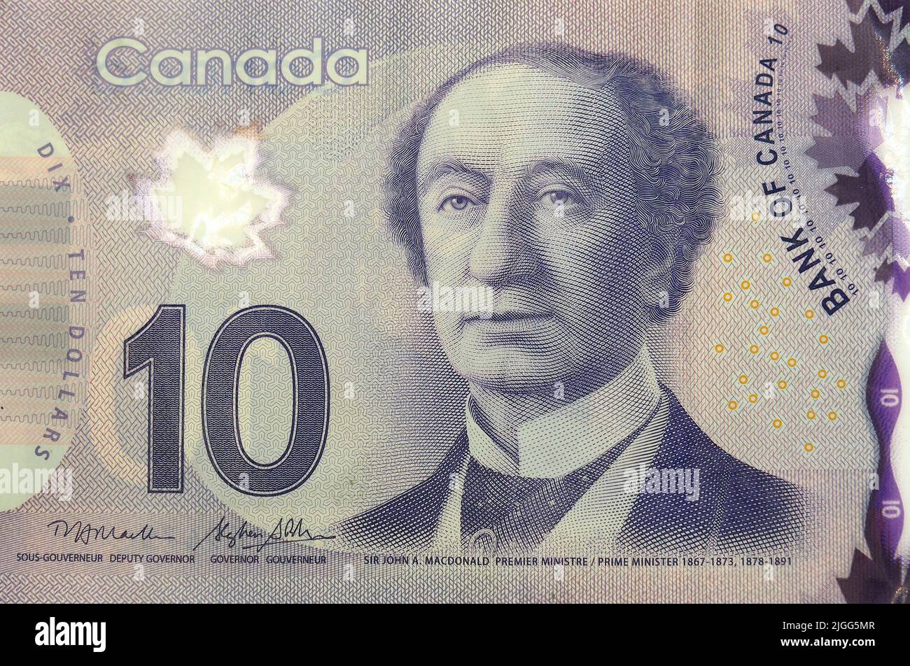 ten dollars banknote, $10, (John A. Macdonald), Canadian dollar, CAD ...