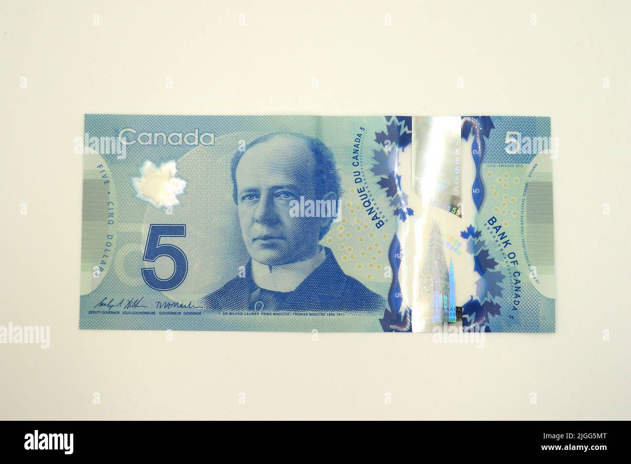 five dollars banknote, $5, (Wilfrid Laurier), Canadian dollar, CAD ...
