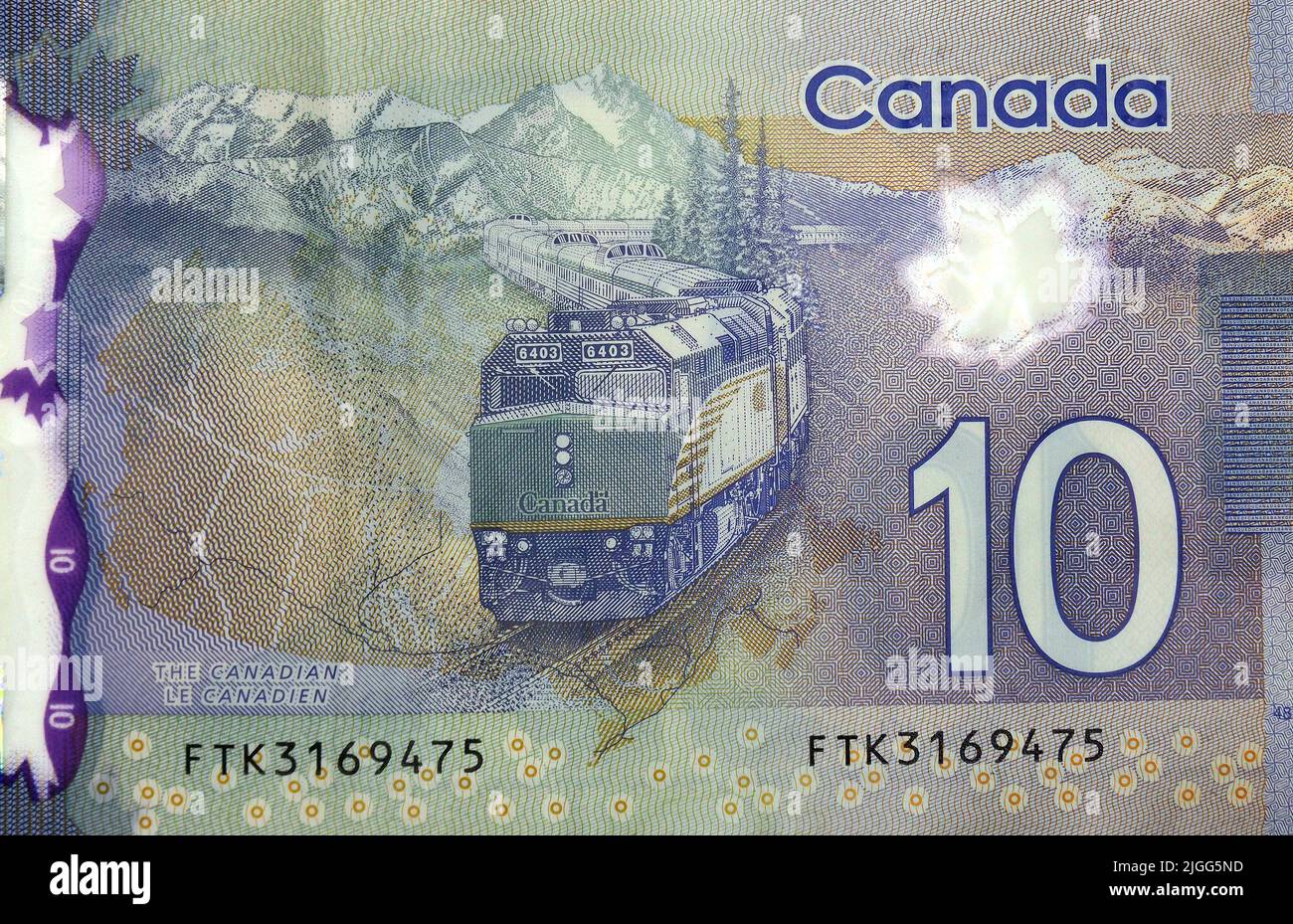 ten dollars banknote, $10, (The Canadian passenger train), Canadian ...