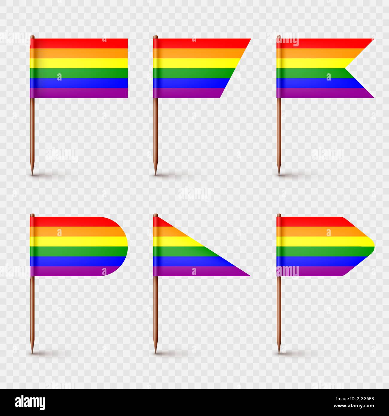 Realistic various toothpick flags. Wooden toothpicks with rainbow LGBTQ ...