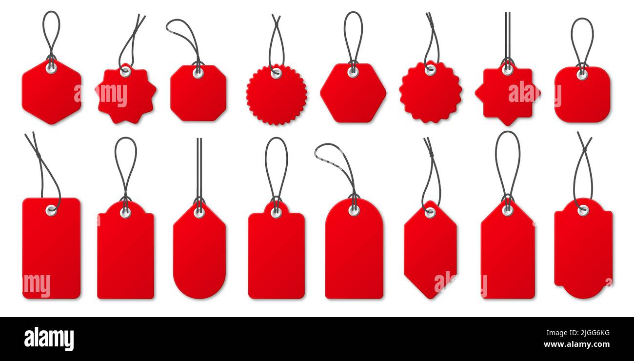 Realistic red price tags collection. Special offer or shopping discount ...