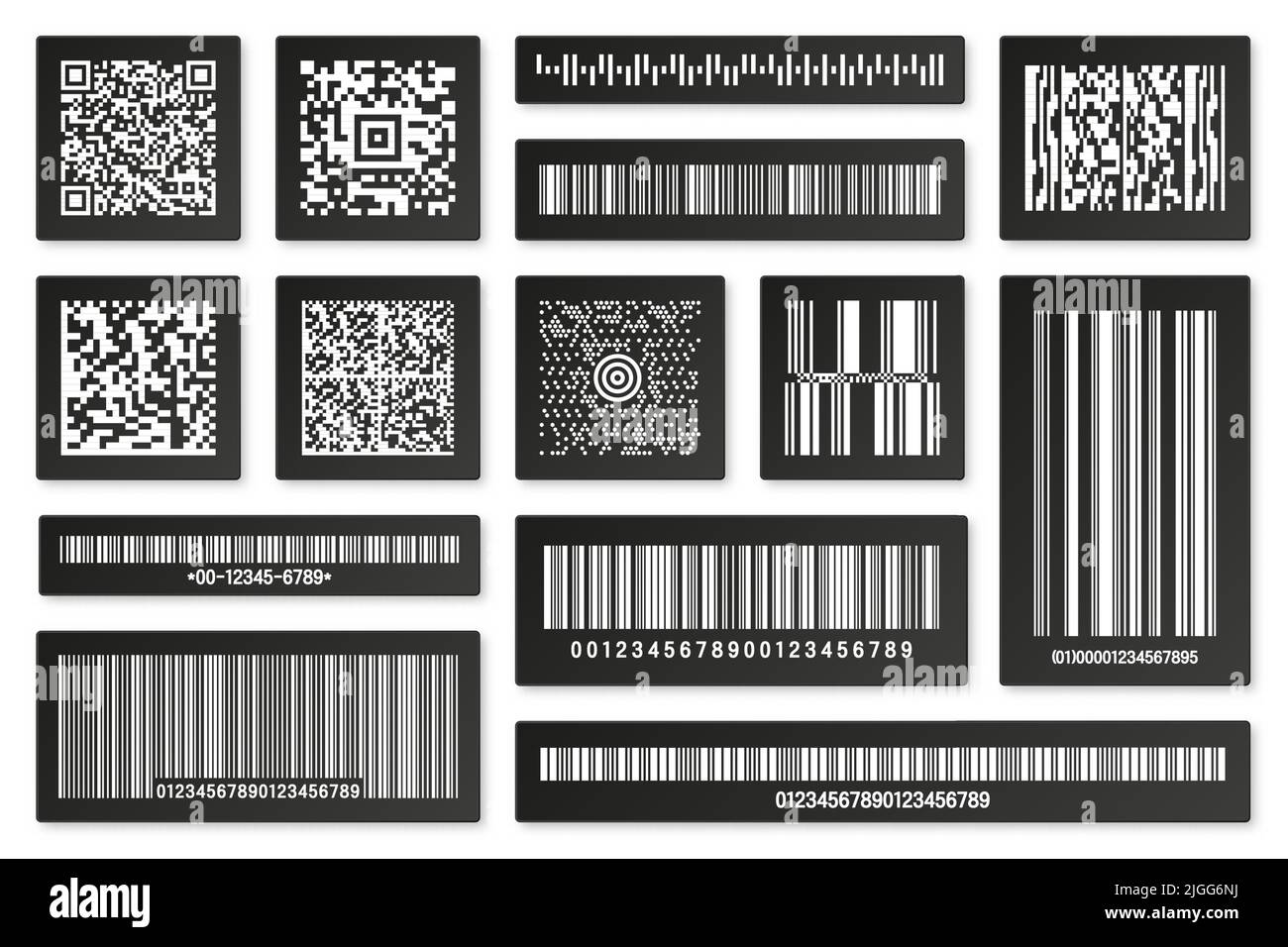 Set of black product barcodes and QR codes. Identification tracking ...