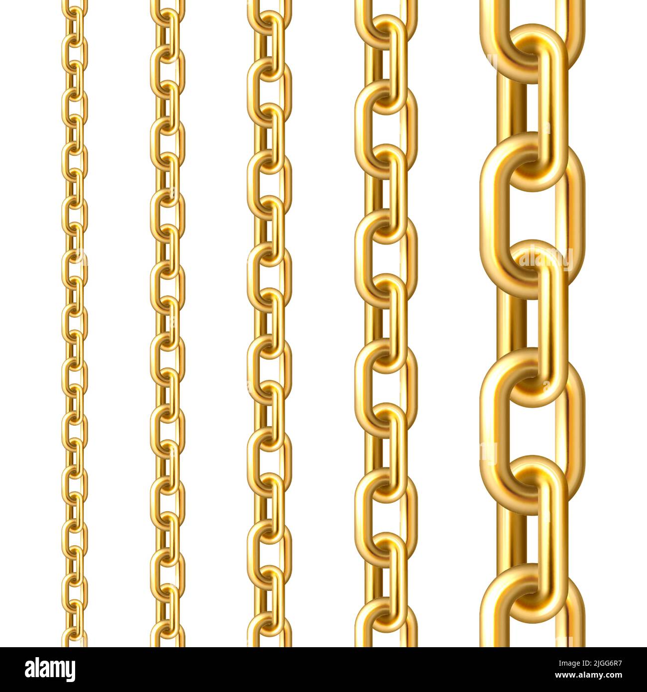 Realistic gold plated seamless metal chain with golden links isolated ...