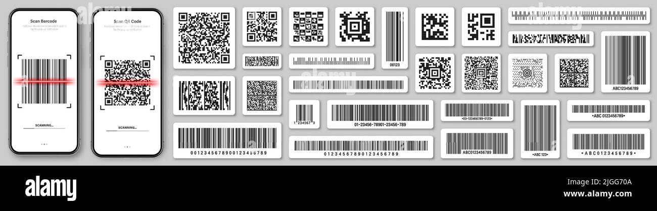 Product barcodes and QR codes. Smartphone application, scanner app ...