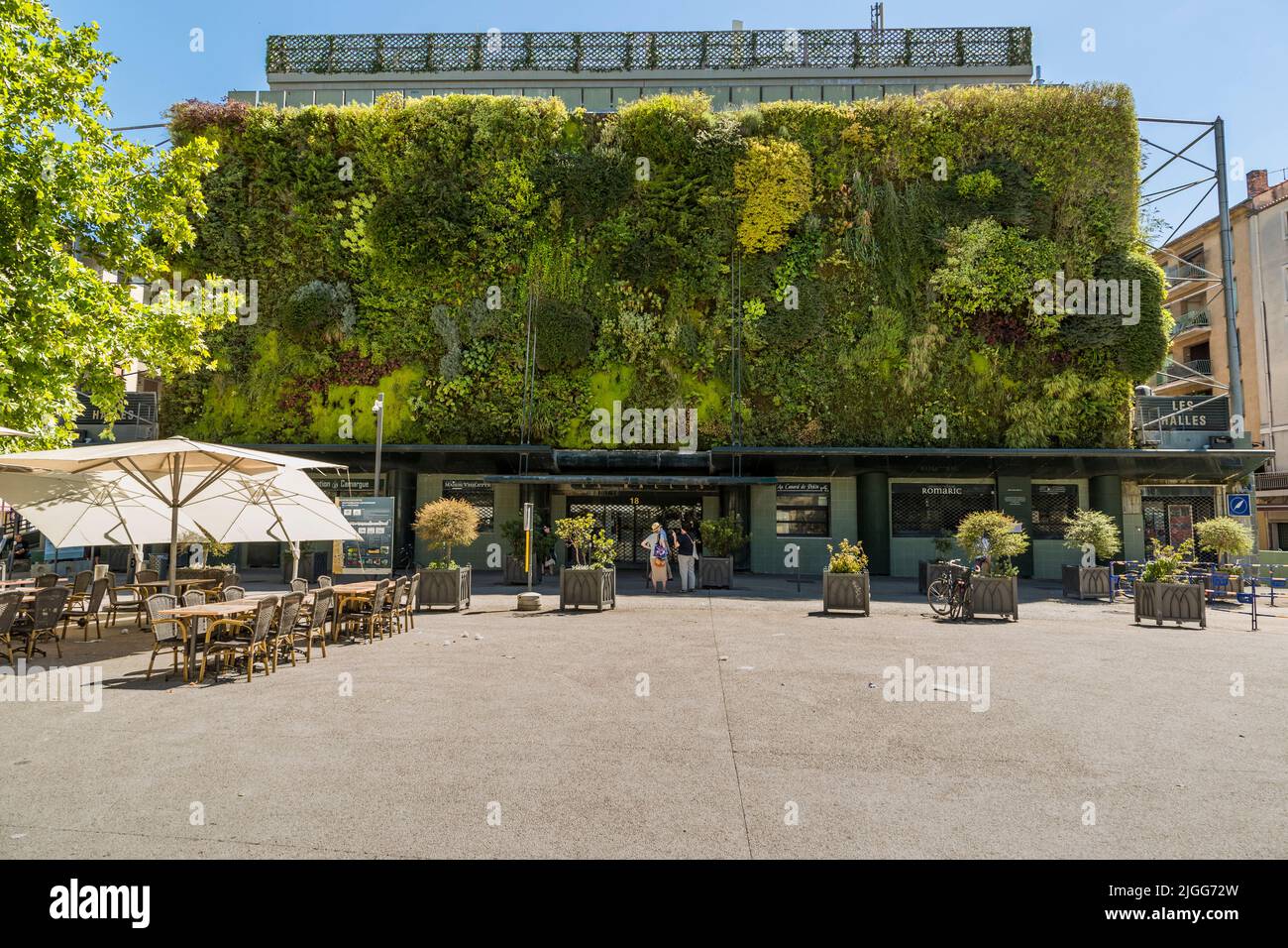 Les Halles at Place Pie in the center of Avignon. The market hall is a ...
