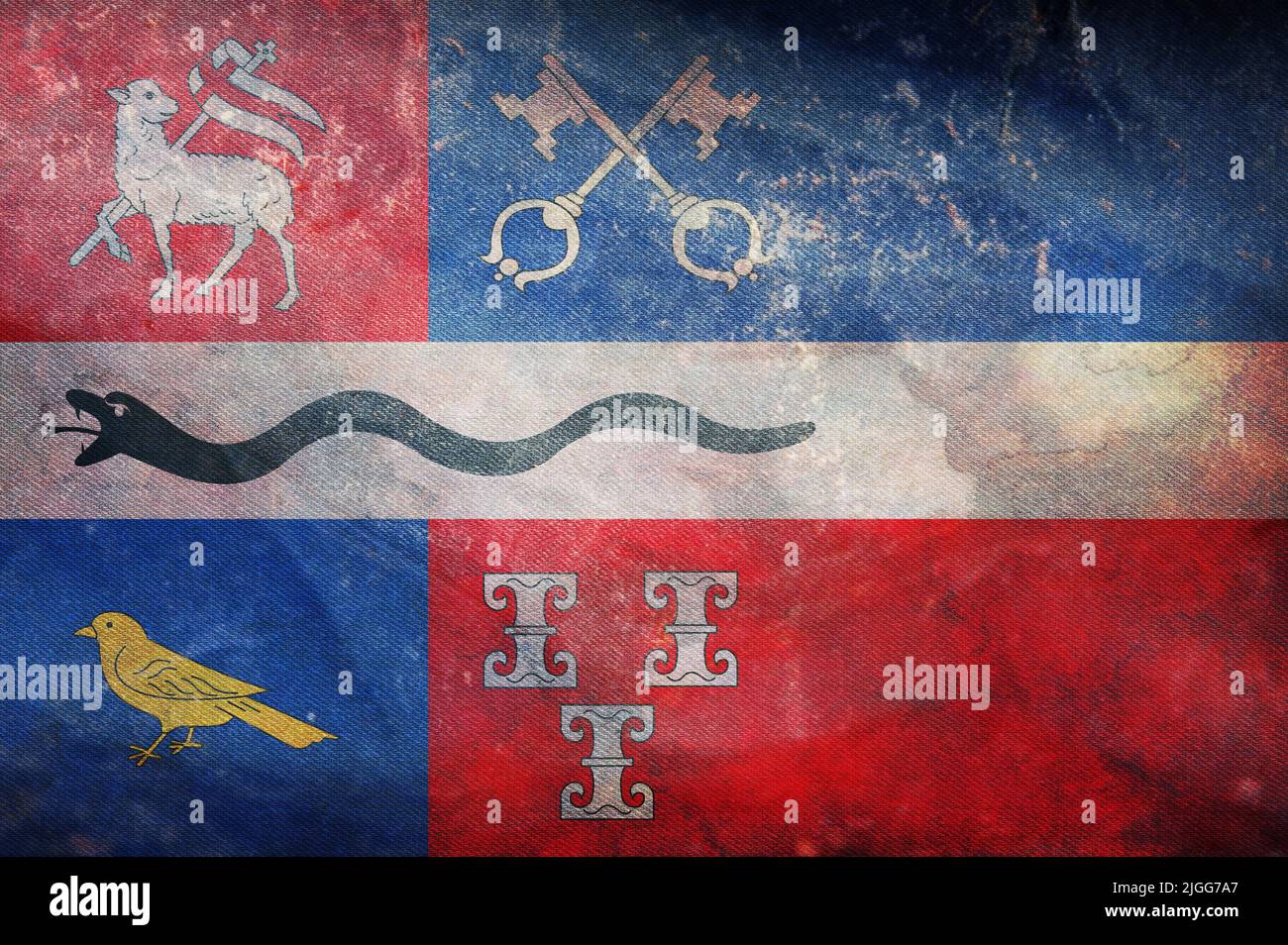 Top view of flag Ronde Venen 2017, Netherlands. retro flag with grunge ...