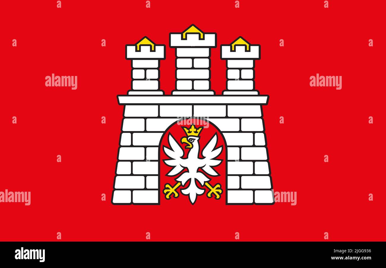 Top view of flag Miasto Zgierz, Poland. Polish city. travel and patriot ...