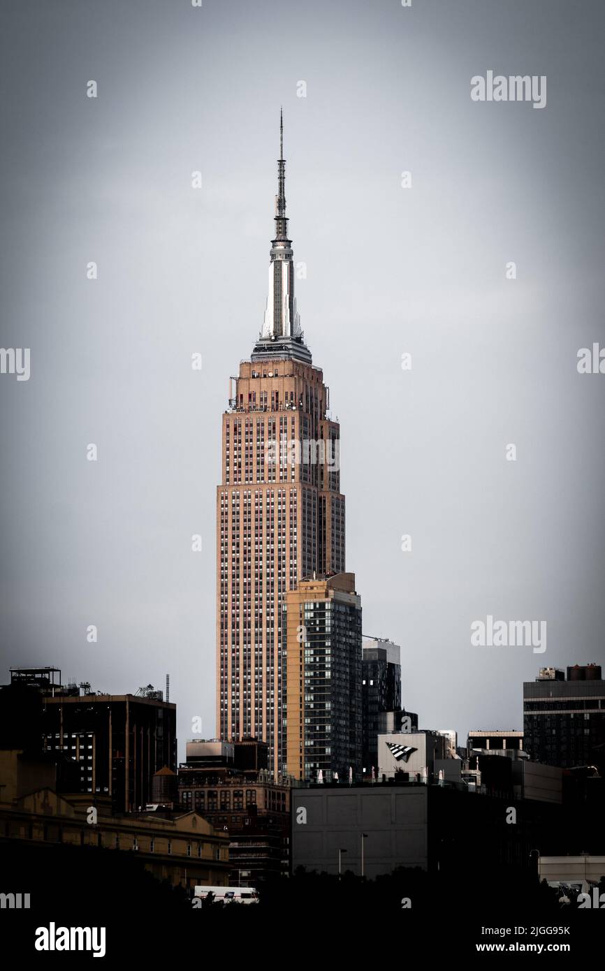 View of the Empire State Building from a distance, with the building ...