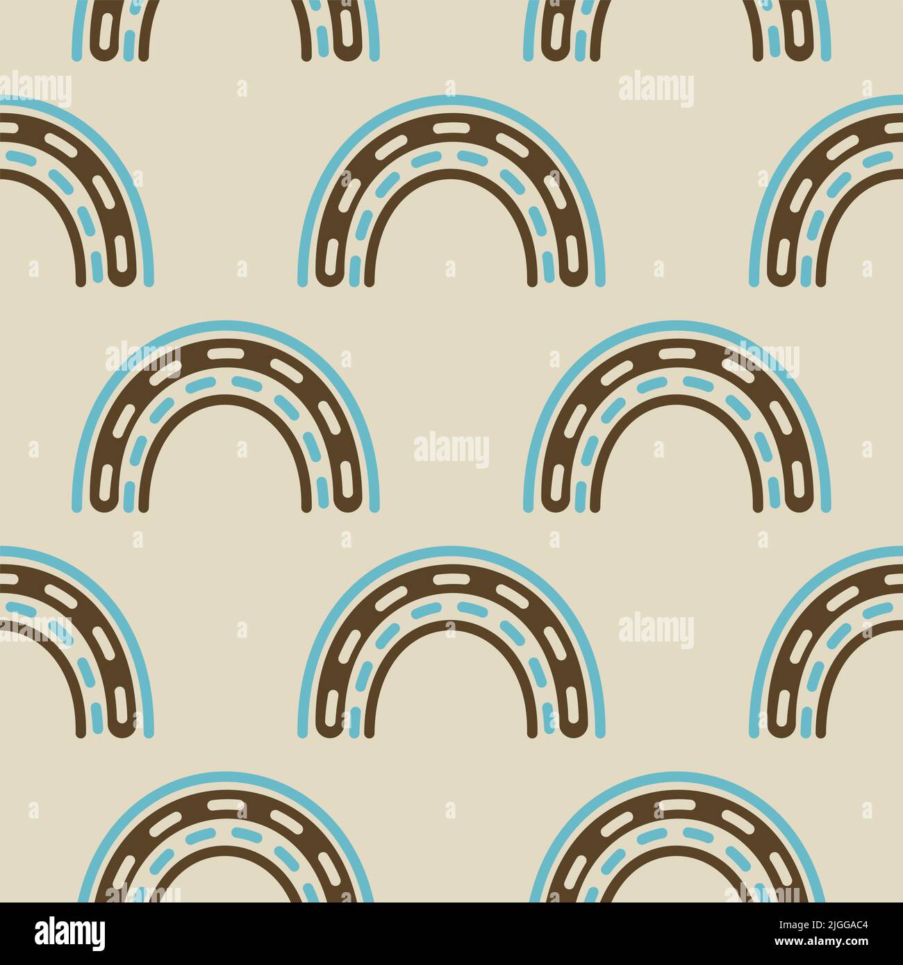 Blue rainbow groovy 1970 good vibes seamless vector pattern background ...