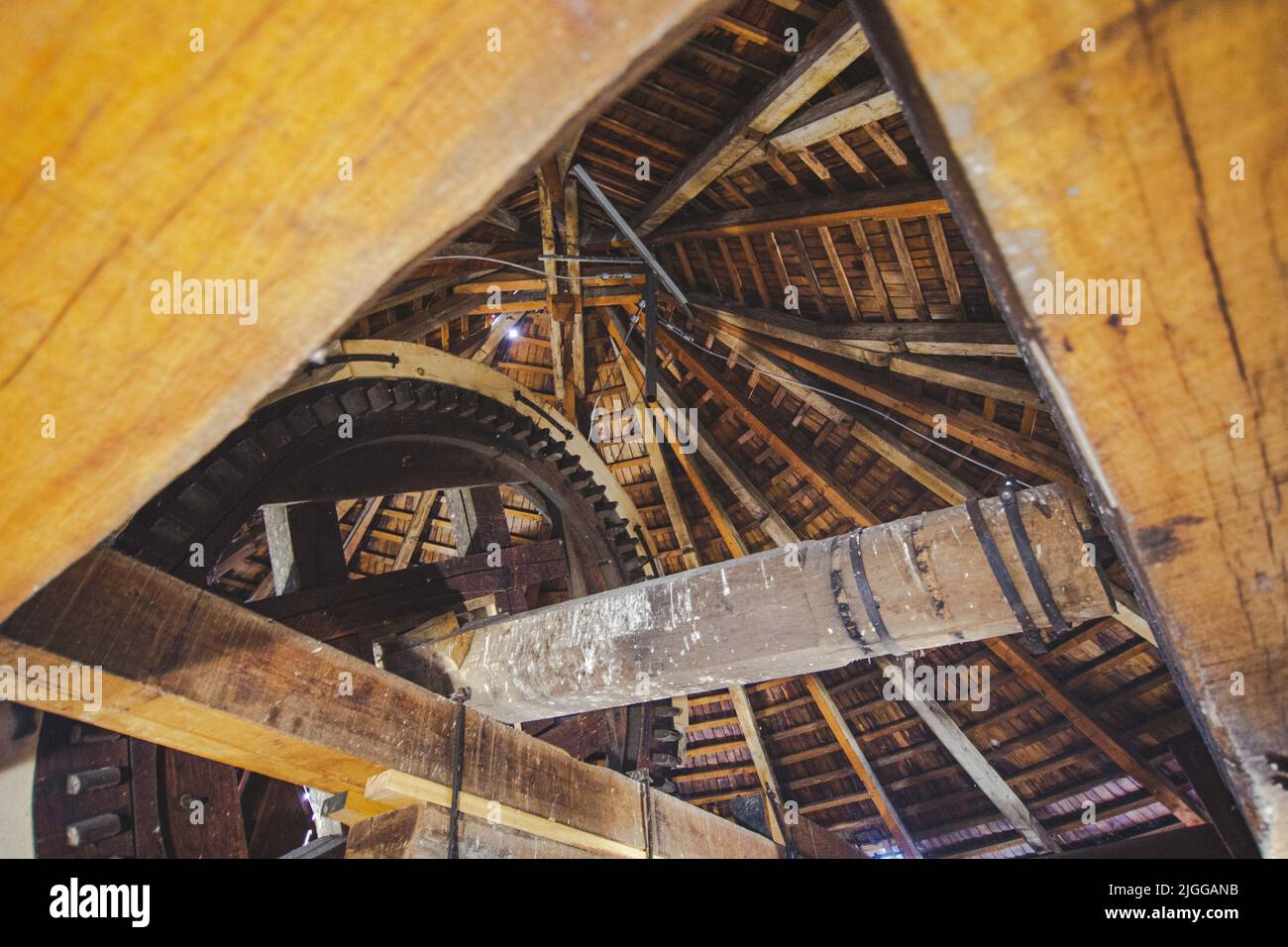 A low angle shot of the interior of a windmill Stock Photo - Alamy