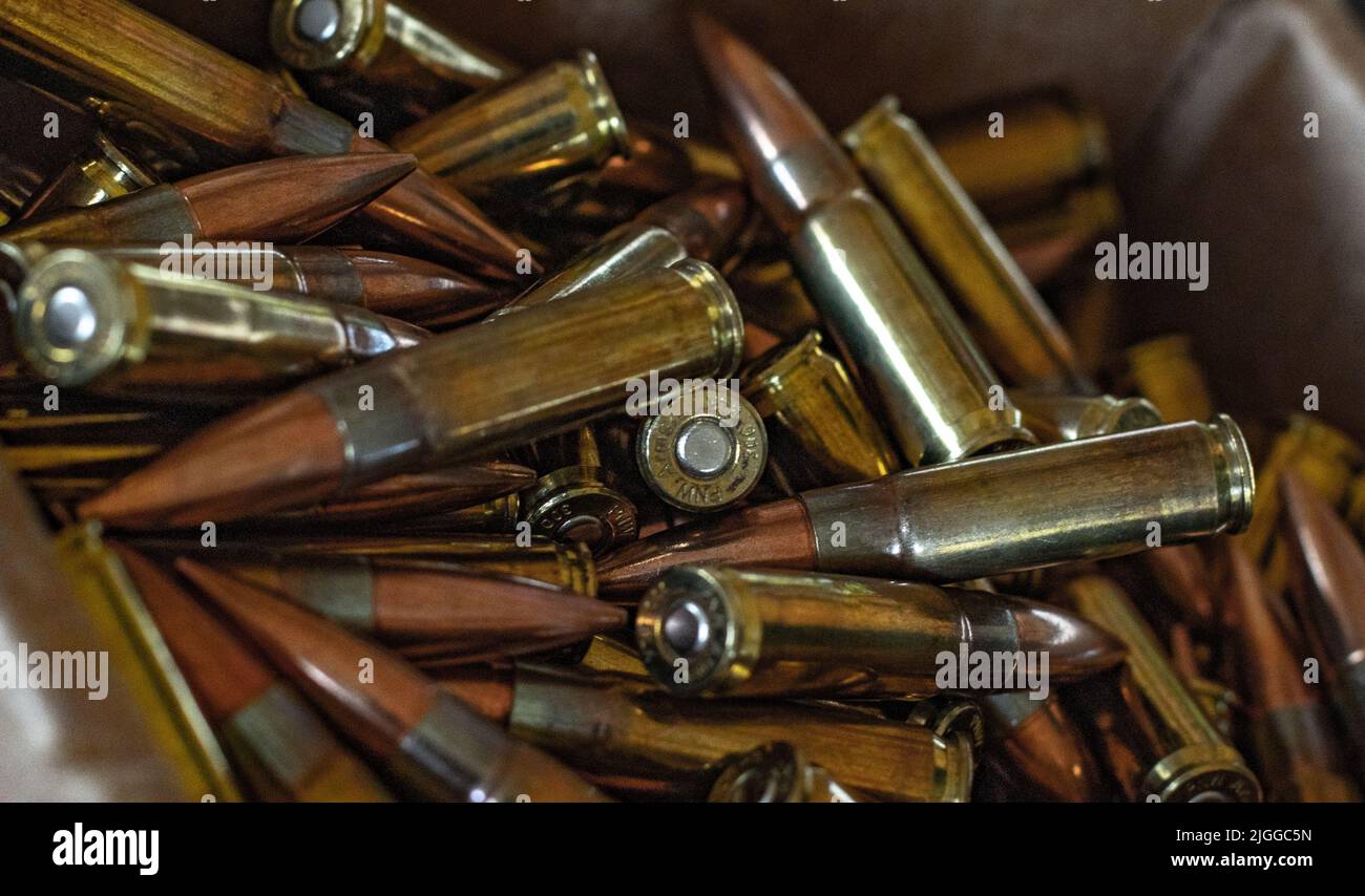 A closeup of a lot of bullets lying on each other Stock Photo - Alamy