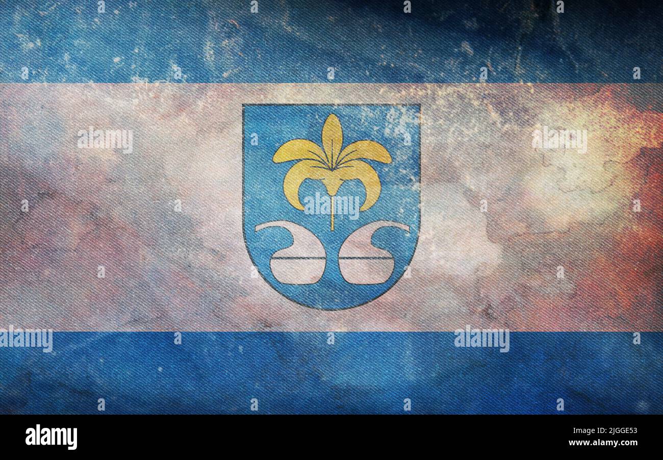 Top view of retro flag Nowa Sarzyna, Poland with grunge texture. Polish ...
