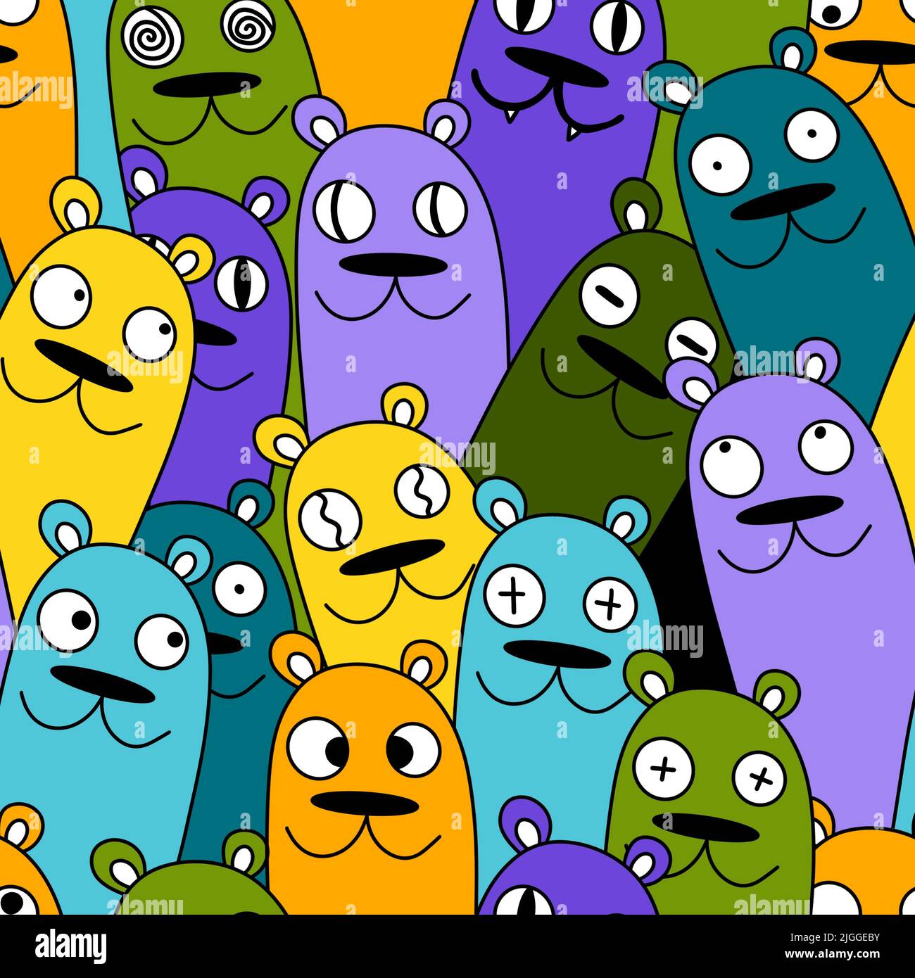 Halloween seamless cartoon bear monsters pattern for wrapping paper and ...